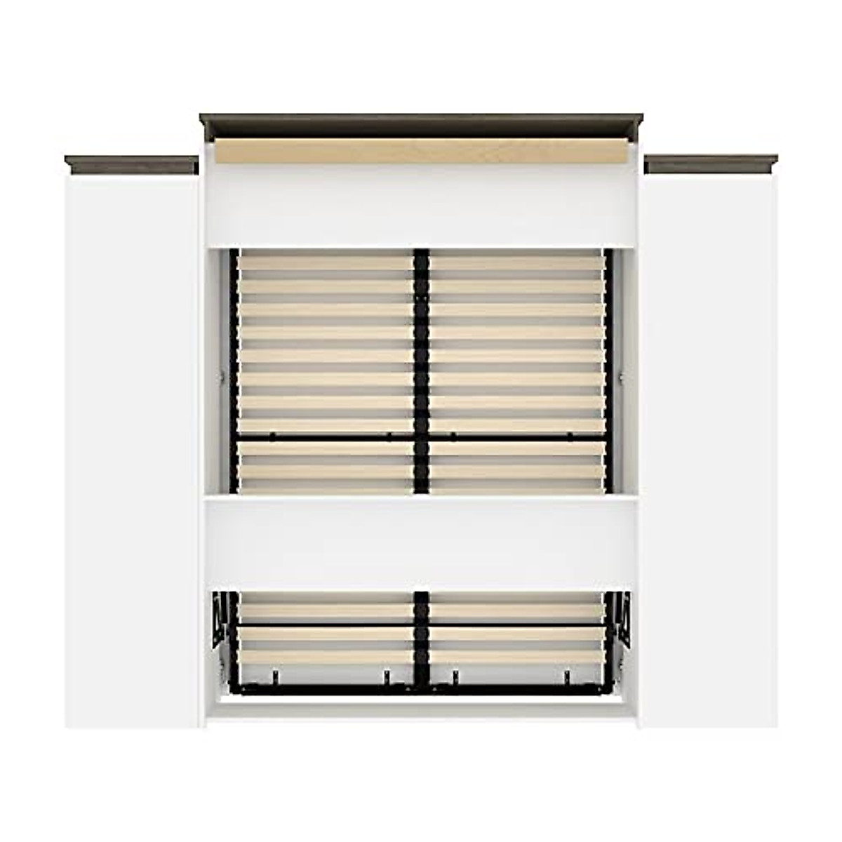 Atlin Designs 104" Queen Murphy Bed and Narrow Storage with Drawers in White