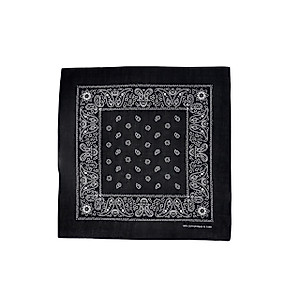 Vamqor 12pcs Bandana for women and men 100% Cotton Custom Fashion Paisley Design Multifunctional Outdoor Square Handkerchief（black）