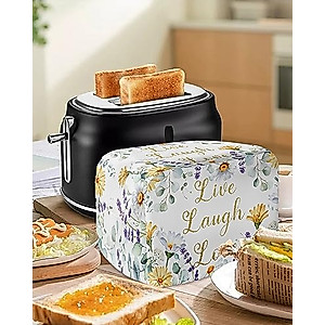 Toaster Dust Cover for Kitchen 4 Slice, Eucalyptus Leaves Daisy Flower Lavender Live Laugh Love Bread Maker Covers Toasters for Fingerprint Protector Small Appliance Covers Accessories (12x11x8in)