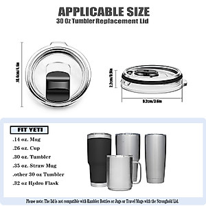 30 oz Tumbler Lid, 30 oz Magnetic Replacement Lids Compatible for YETI 30 oz Tumbler, 14 oz Mug and 35 oz Straw Mug, Travel Spill Proof Cup Lids Covers with Magnetic Slider Switch, BPA Free