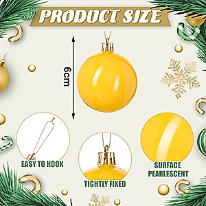 BBTO 36 Pcs ChristmasYellow Ball Ornament Xmas Shiny Balls Christmas Tree Pendants Baubles Set ations for Wreath Garland 2.4 Inch (Glossy Style)