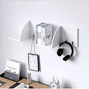 PIBM Stylish Simplicity Shelf Wall Mounted Floating Rack Shelves Partition Bookshelf Simple Hook up Coat Rack Living Room Bedroom,2 Colours, White , 82.3x20x20cm