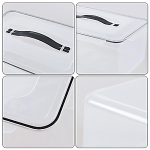 Lesbin 15 L Clear Airtight Rectangular Storage Container for Food, Set of 4 Plastic Clear Food Storage Container with Latch Lid and Handle