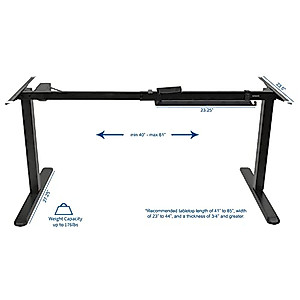 VIVO Electric Stand Up Desk Frame Workstation with Memory Touch Pad, Single Motor Ergonomic Standing Height Adjustable Base, Black, DESK-V102E