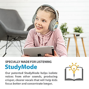 BuddyPhones Cosmos+ Active Noise Cancelling Bluetooth Kids Headphones, Over-Ear Volume Limiting with Built in Mic, 24 Hours Battery Life, Cool Blue