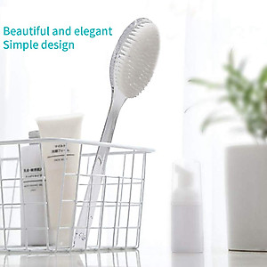 Mczxon Body Brush Dry Brushing Back Scrubber with Curved Plastic Long Handle Clear Bath Shower Brush Dry Skin Exfoliating Cellulite Brush for Men and Women(Transparent Handle)