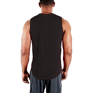 DEVOPS 3 Pack Men's Muscle Shirts Sleeveless Dry Fit Gym Workout Tank Top (Medium, Black/Charcoal/Red)