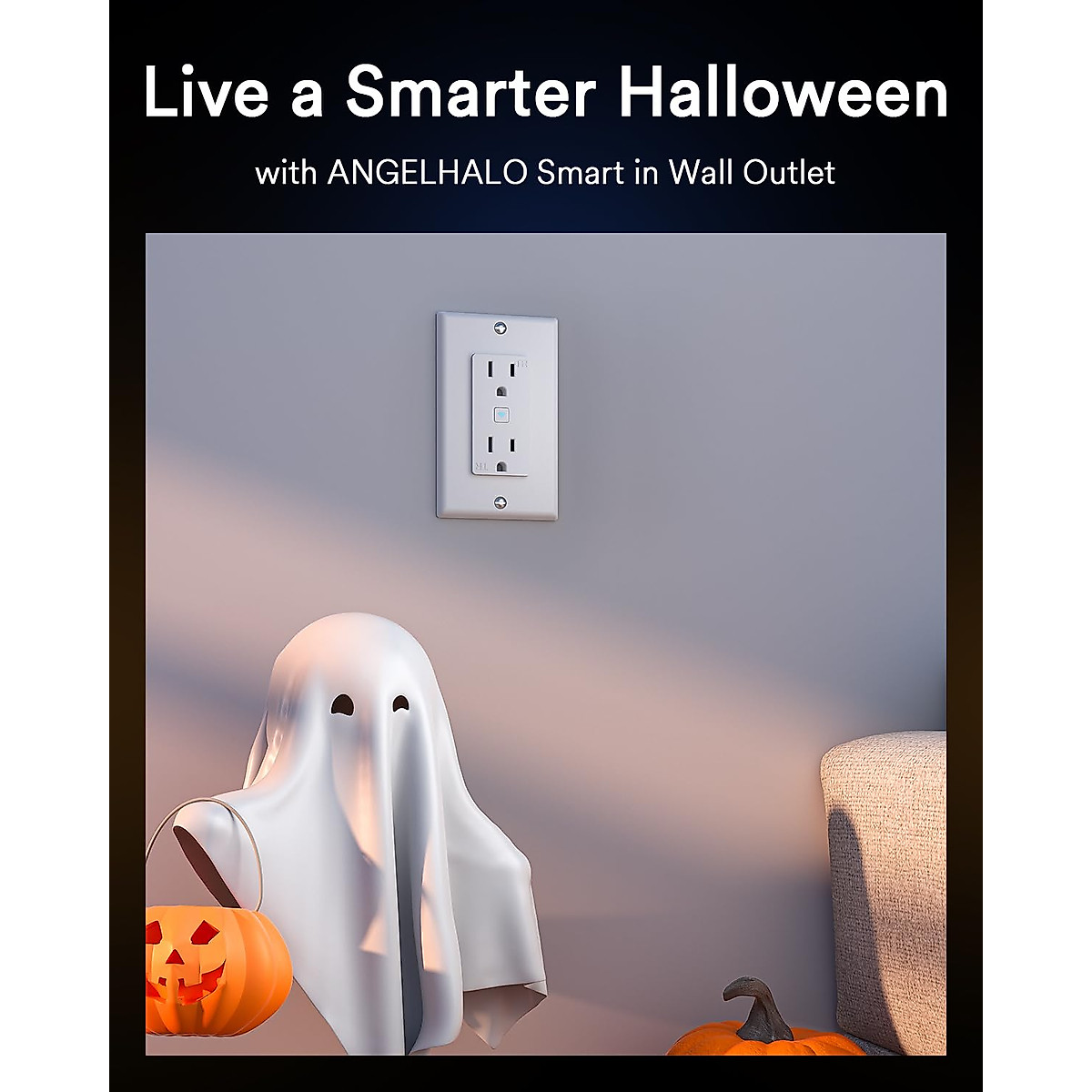 ANGELHALO Smart in-Wall Outlet with 2 Individually Controlled Ports, 2.4 GHz Wi-Fi Electrical Duplex Outlets, Compatible with Alexa,15 Amp, Tamper Resistant Receptacle Plug, No Hub Required, -4 Pack