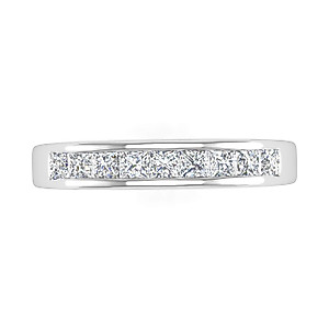 FINEROCK 1/2 Carat Channel Set Princess Cut Diamond Wedding Band Ring in 14K White Gold (Ring Size 5)