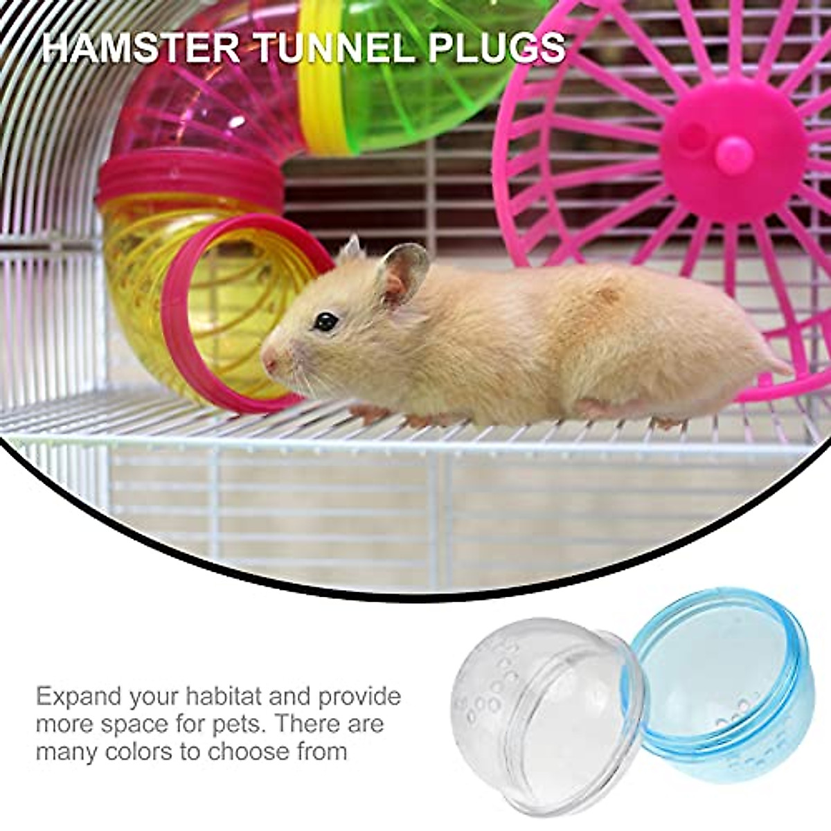 4Pcs Hamster Tube Accessories, Hamster Tube Hamster Tunnel Caps Pet External Cage Plugs Small Animal Hutch Guinea Pig Toy for Chinchilla Squirrel Hamster, Random Color