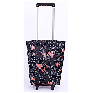 Falytemow Foldable Shopping Bag with Wheels Oxford Fabric Bag Collapsible Reusable Tote Bags for Travel Home Kitchen Supermarket