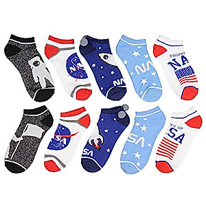 NASA Buzz Aldrin Family Foundation Mens And Womens 5 Pack Ankle Socks