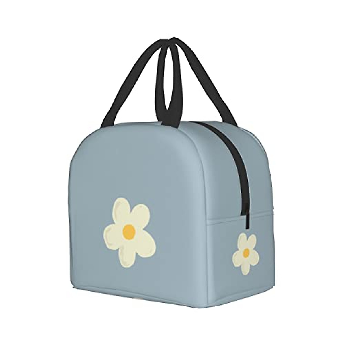 Ucsaxue Insulated Lunch Bag Women Men, Reusable Tote Lunch Box, Leakproof Cooler Lunch Bags for Work Office Travel Picnic, Cute White Flower Daisy