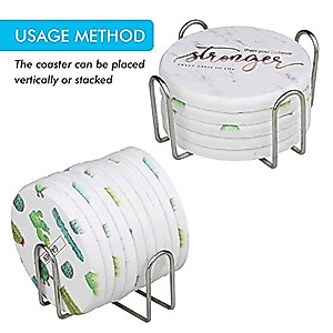 iziusy 2 Pieces 4.5 Inch Stainless Steel Coasters Holder Storage for Both Round and Square Coasters, Hold Up 4 to 7 Coasters