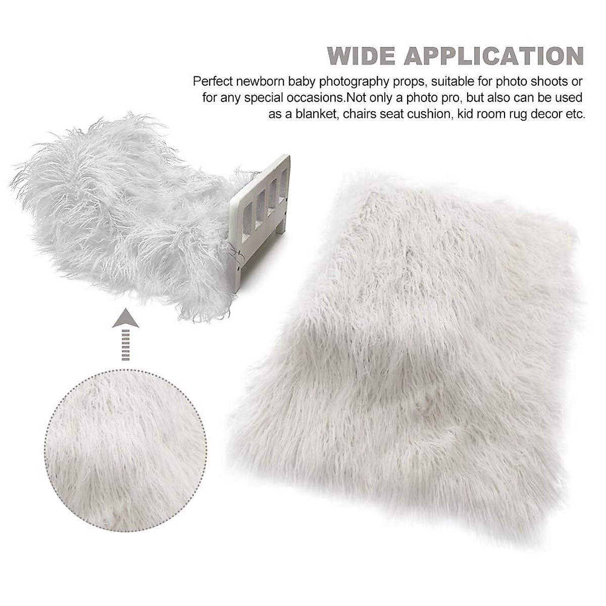 Baby Photo Blanket Long Hair,Photography Wrap Shaggy Area Rug,Newborn Soft Faux Fur Mat,Basket Stuffer Rug Background Backdrop 50cm60cm(4#,White)