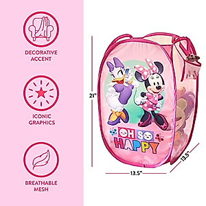 Disney Minnie Mouse Oh So Happy Pop Up Hamper with Durable Carry Handles, 21" H x 13.5" W X 13.5" L
