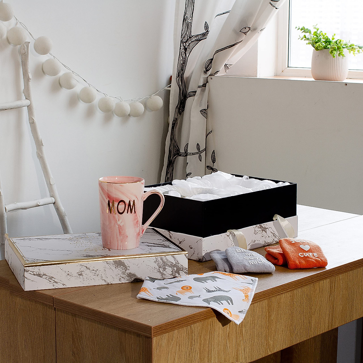 New Parents Pregnancy Gifts for First Time Moms and Dads Includes Premium Gift Basket with Mom and Dad Mugs 14 oz - Expecting Mother to be - Welcome Baby Shower Gender Reveal