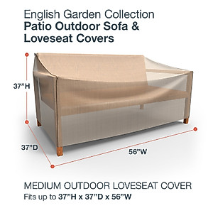 Budge P3W01PM1 English Garden Patio Loveseat Cover Heavy Duty and Waterproof, Medium, Tan Tweed