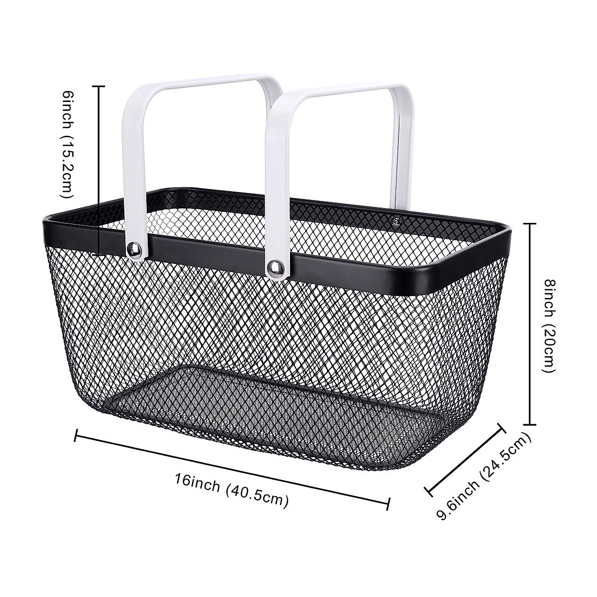 IBERG Metal Wire Basket with Handles Multi-Functional Hanging Basket - Solutions for Kitchen, Garden and More (Black)