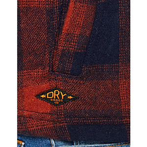 Superdry Mens Hunting Zip Through Wool Overshirt, Zip Fastening, Four Pockets Rust Ombre Check Size L