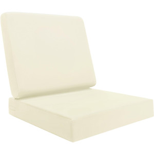 Topotdor Outdoor Deep Seat Cushion Set,Waterproof Outdoor Chair Cushions and Back Cushion for Patio Furniture with Fade Resistant Removable Cover with Adjustable Straps,24"x24"x4" Beige