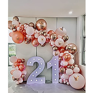 BALONAR 125Pcs DIY Pink Gold White Garland Balloons Kits with 18/10/5Inch Latex Metallic Chrome Balloons for Bridal Shower Girl Birthday Party Wedding Baby Shower Anniversary Balloon Chain.