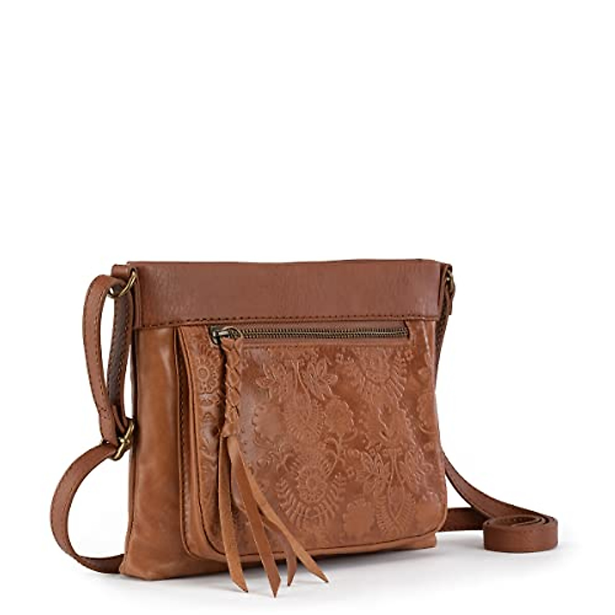 The Sak womens Sak Sanibel Leather Mini Crossbody, Tobacco Floral Embossed Ii, One Size US