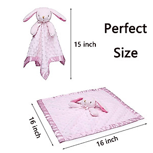 Pro Goleem Loveys for Babies Bunny Security Blanket Baby Girl Gifts Newborn Soft Pink Lovie for Infant and Toddler Snuggle Toy Stuffed Animal, Pink 16 Inch