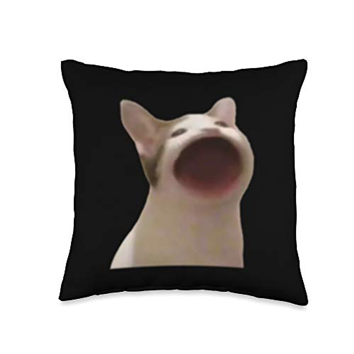 Catto Memes Wide Mouth Popping Singing Cat Meme Throw Pillow, 16x16, Multicolor