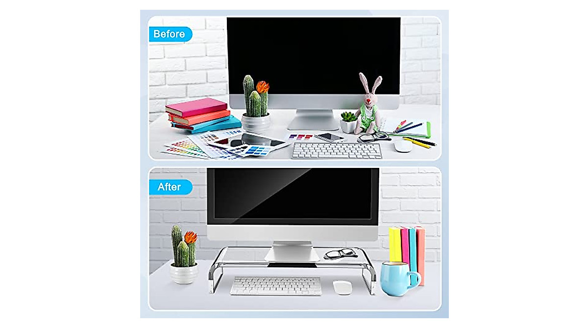 AboveTEK Acrylic Monitor Stand, Premium Large Monitor Riser 20 inch ...