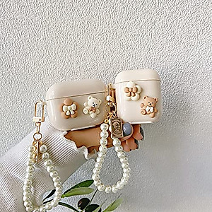 Fycyko Compatible with AirPods Case with Girls Cute Simple 3D Bear Design Smooth Soft TPU Keychain Cover Case for Airpods 2 &1,Cute for Airpods-Brown Bear