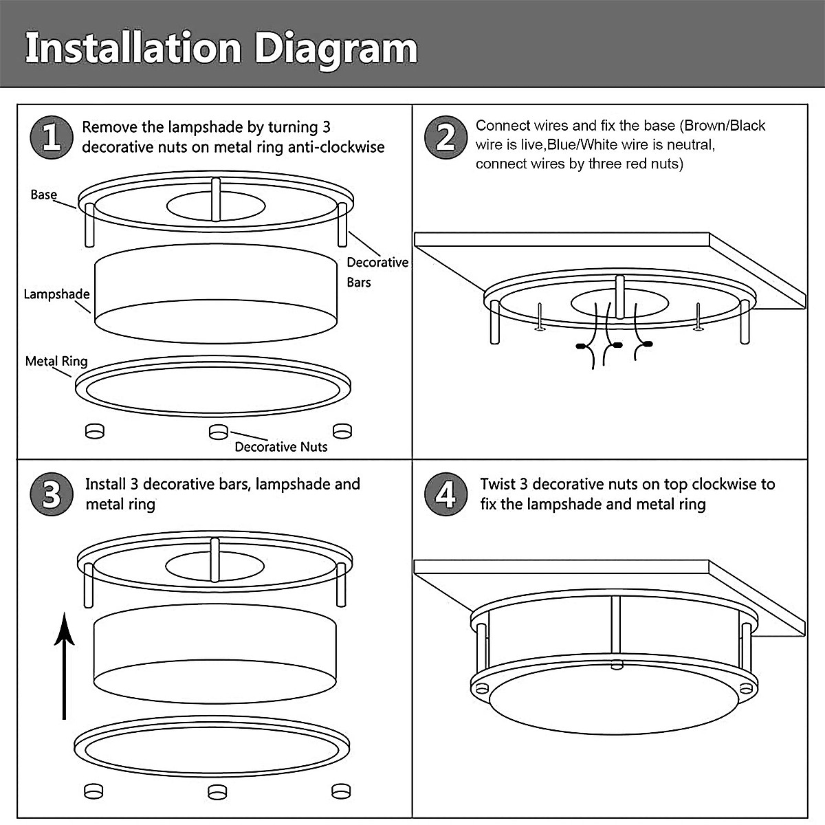 DLLT 30W Modern Dimmable LED Flush Mount Ceiling Light Fixture with Remote-13.31 Inch Round Close to Ceiling Lights for Living Room/Kitchen/Bedroom/Dining Room, 3000K-6000K 3 Light Color Changeable