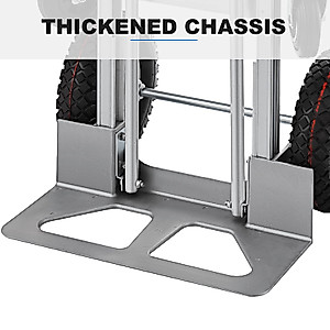 TOPDEEP 3in1 Aluminum Hand Truck,Convertible Hand Truck Dolly Large Size 1000 lb Capacity, Utility Cart Converts from Hand Truck to Platform Cart with 10" Hi Tech Rubber Wheels