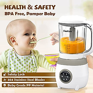 Feekaa Baby Food Blender, Baby Food Maker Steamer and Blender, 6 in 1 Puree Maker 20OZ Warmer Mills Machine, Self Cleans, Auto Cooking, Gift for Baby Shower, Mom, Kids