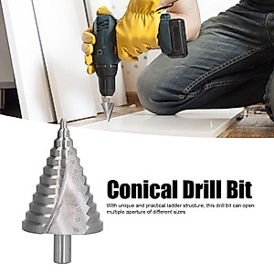 Spiral Step Drill Bit, High Speed Steel Ladder Structure Sturdy Durable Conical Drill Bit Faster Efficient Wide Application for Drill for Bench Drill