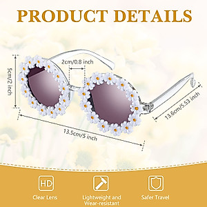 8 Pack Retro Daisy Sunglasses for Women Flower Mound Festival Sunglasses Floral Party Sunglasses Eyewear Costume Accessories (White)