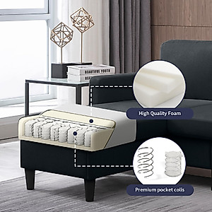 Zafly Convertible Sectional Sofa Couch with Movable Storage Ottoman Chaise, Living Room 3 Seat L-Shaped Sofá, Modern Linen Fabric Home Sofa -Dark Gray