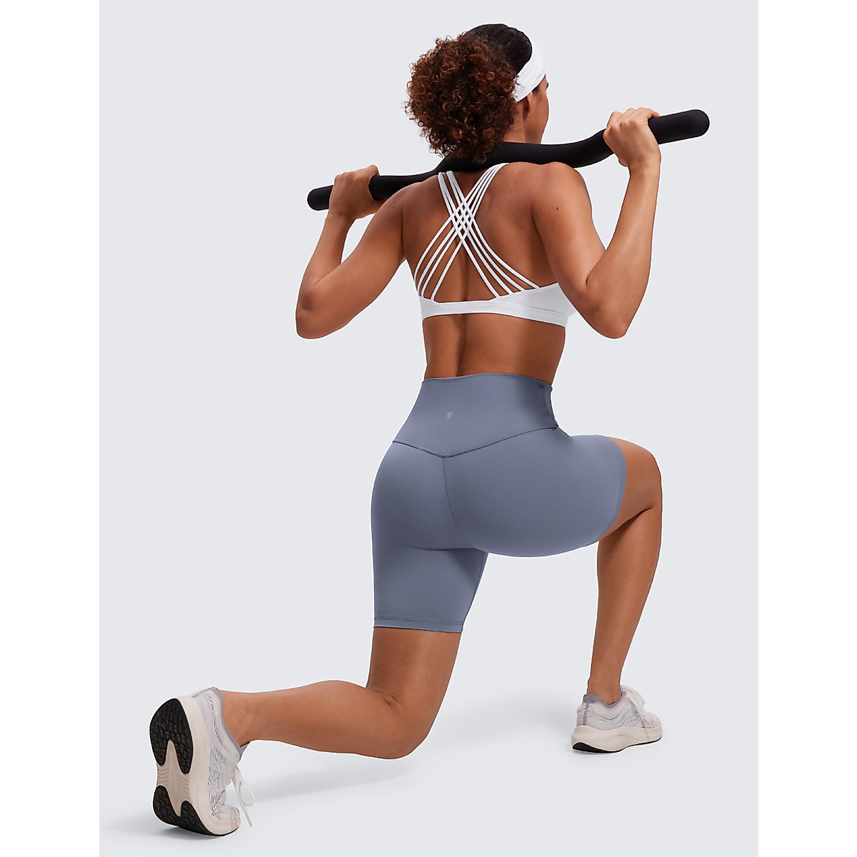 CRZ YOGA Strappy Sports Bras for Women - Criss Cross Back Wireless Padded Yoga Workout Cami Top White Small