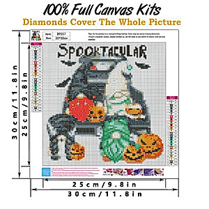 VIGEGU Halloween Truck Gnome Diamond Painting Kits for Adults - Diamond Art Kits 5D Paintings with Diamond Dots Full Drill Round Gem Art,for Spook tacular DIY Gift and Home Decor12 x 12inch rectangle