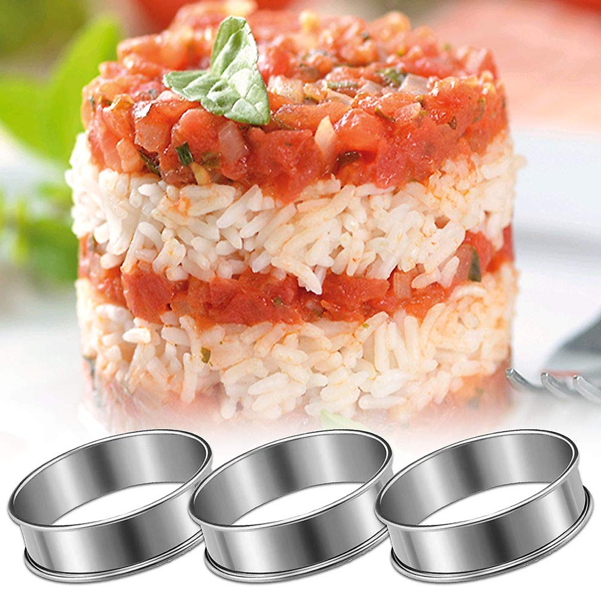 ETSAMOR 4 PCS Double Rolled Tart Rings Stainless Steel Muffin Tart Rings Professional Circular Crumpet Rings Set for Home Food Making Tool, Making Small Pastry Pancakes, Catering Business