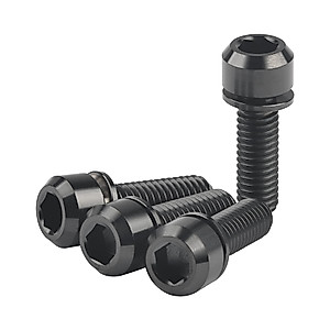 Wanyifa Titanium M6 16 18 20 35mm Allen Hex Bolts with Washers Screw for Bicycle Crank Brakes Pack of 4 (M6X20mm, Black)