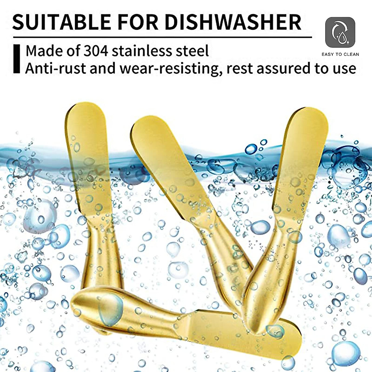 HUIGT Golden Stainless Steel Butter Knife Multipurpose Cheese and Butter Spreader Knive Condiment Knives, Cheese Knife for Home Kitchen Use (4 Pcs), 5.3inch*1inch (A004)