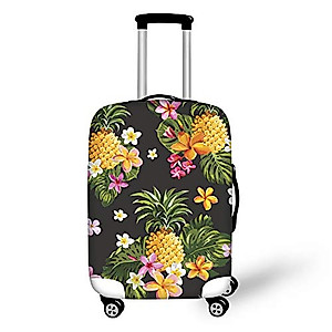 Dremagia Travel Luggage Cover Tropical Pineapple Hawaiian Suitcase Protector Spandex Elastic Fits 22-25 Inch Luggage