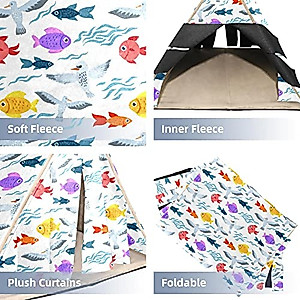 Y-DSIWX Guinea Pig Hideout House Bed, Sea Life and Birds Rabbit Cave, Squirrel Chinchilla Hamster Hedgehog Nest Cage