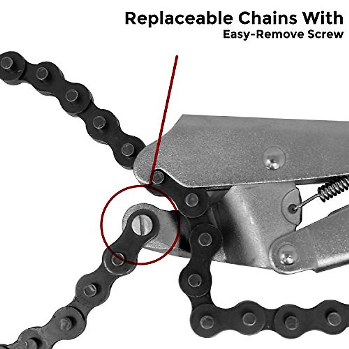 Locking Chain Pliers, Removable 48″ Chain, Holds Up To 14" Diameter Pipes, Unique Easy Open Crank Handle, Quick Release Trigger, PFC1048, Strong Hand Tools