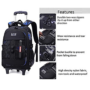 ETAISHOW Camo Rolling Backpack for Boys Kids Backpack with 6 Wheels Wheeled School Bag Trolley Bookbag