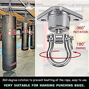 IOH Silent Bearing Swing Hanger Hammock Suspension Kit, SUS Rust Proof, 1500LB Heavy Duty 360 Degree Rotation, Yoga, Sandbag, Gym (3 wooden screws)