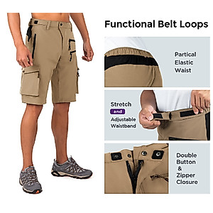 Wespornow Men's-Hiking-Shorts Tactical Shorts Lightweight-Quick-Dry-Outdoor-Cargo-Casual-Shorts for Hiking Cycling (Khaki, Large)