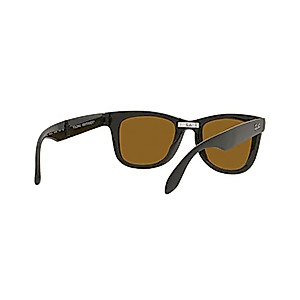 Ray-Ban RB4105 Folding Wayfarer Square Sunglasses, Military Green/Brown, 50 mm