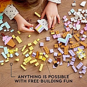 LEGO Classic Creative Pastel Fun Bricks Box 11028, Building Toys for Kids, Girls, Boys ages 5 Plus with Models; Ice Cream, Dinosaur, Cat & More, Creative Learning Gift